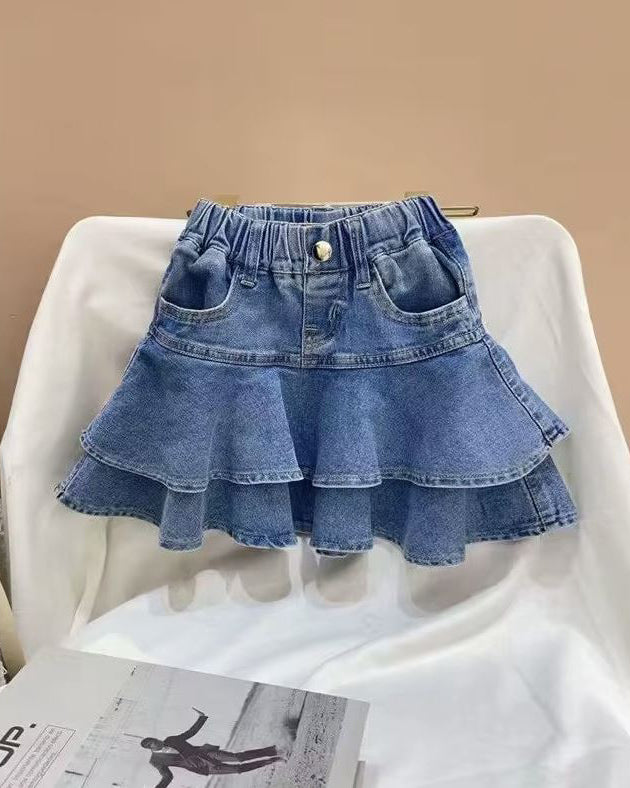 Ruffle Denim Skirt – Ali Affordable
