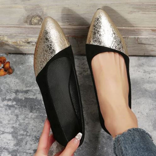 Two Tone Point Toe Flats – Ali Affordable