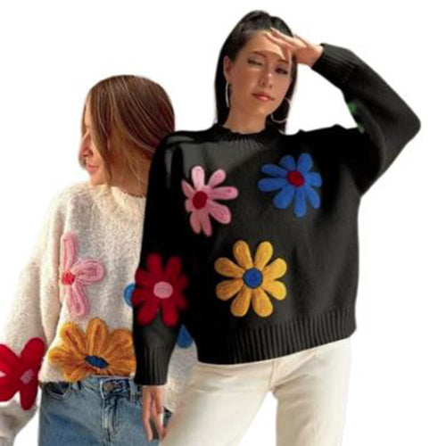 Knit Flower Sweater – Ali Affordable