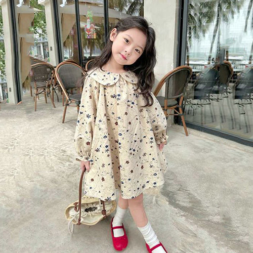 Girls Floral Peter Pan Collar Dress – Ali Affordable
