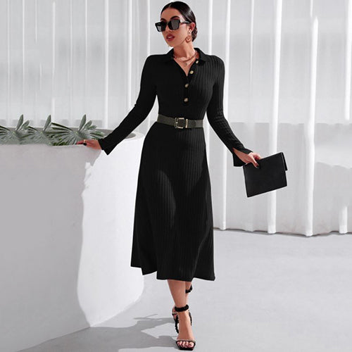 Split Sleeve Ribbed Knit Dress – Ali Affordable