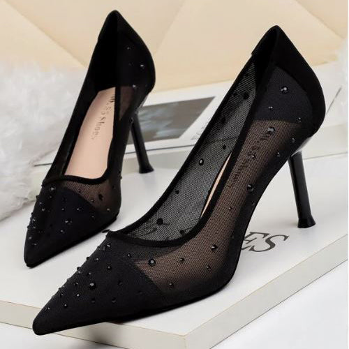 Sheer Mesh Stiletto Heeled Court Pumps – Ali Affordable