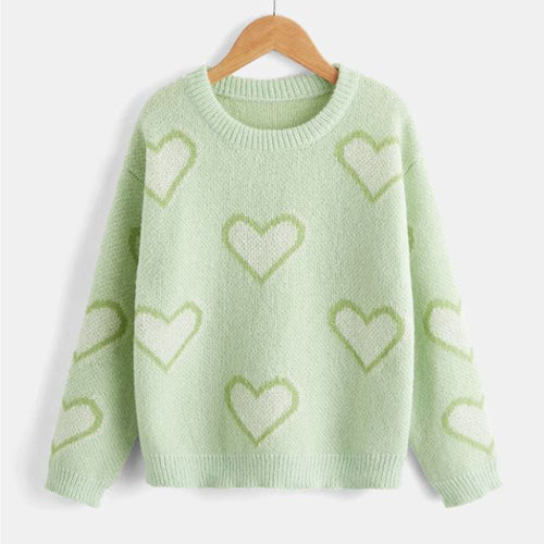 Girls Heart Pattern Sweater – Ali Affordable