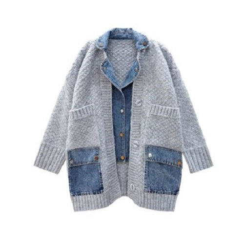 Denim and Knit Cardigan – Ali Affordable