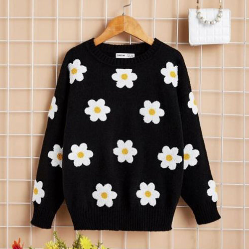 Girls Floral Pattern Sweater – Ali Affordable